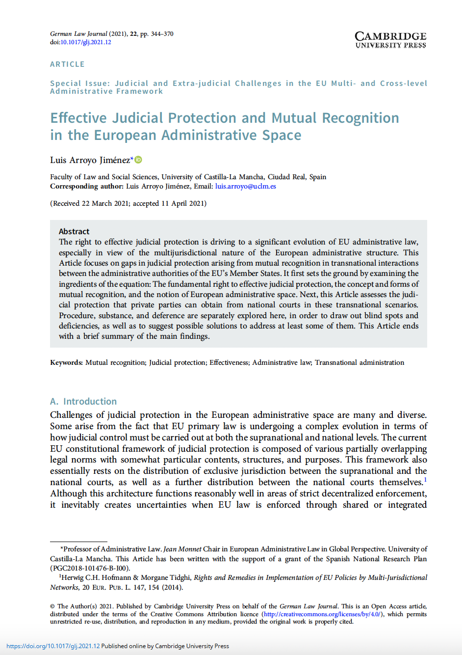 Effective Judicial Protection and Mutual Recognition | Cátedra Jean Monnet